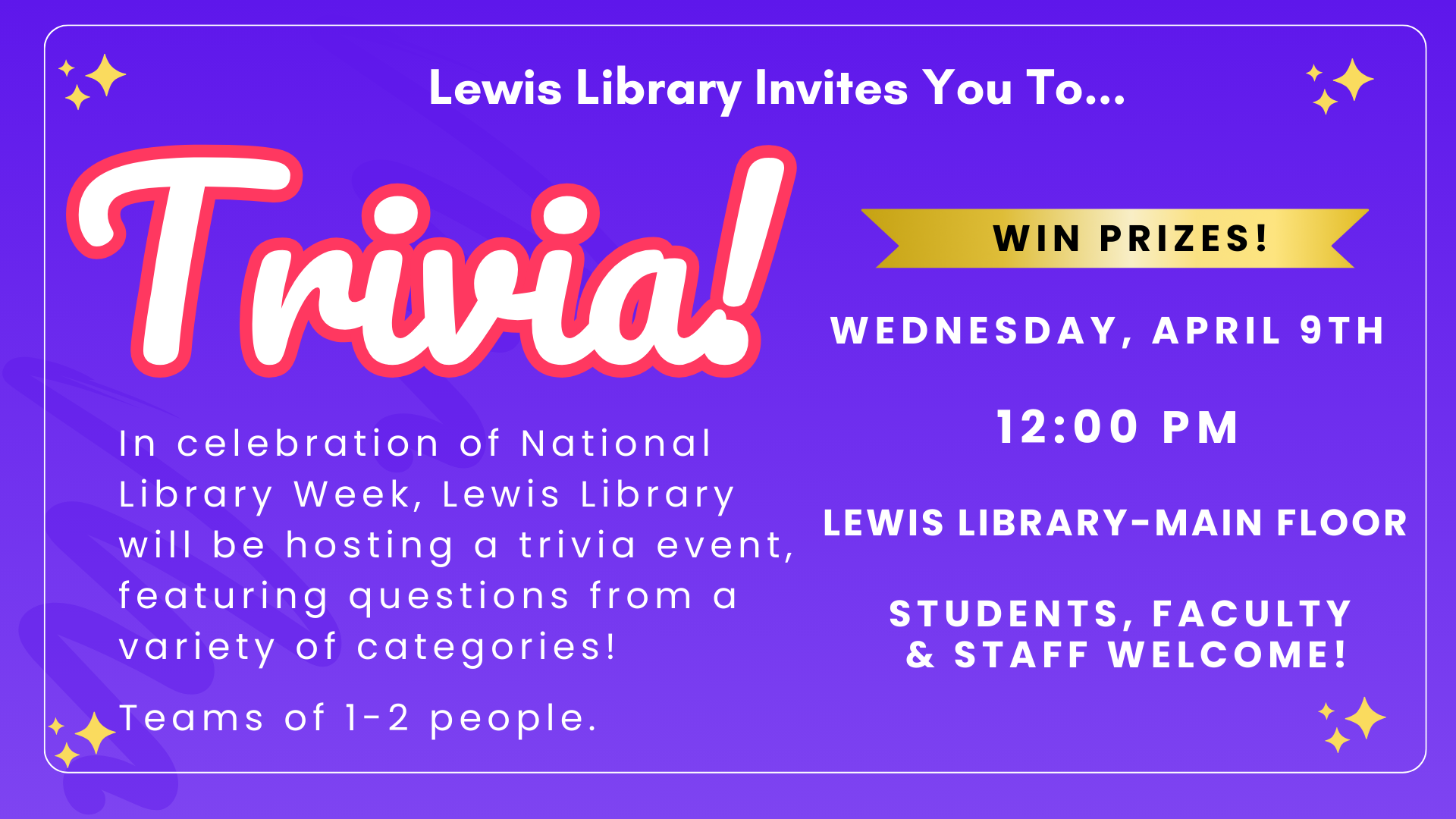 Trivia in the Library to Celebrate National Library Week – Wed April 9 ...