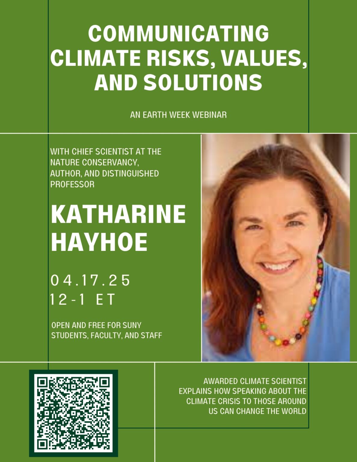 SUNY Sustainability webinar: Communicating Climate Risks, Values, and ...