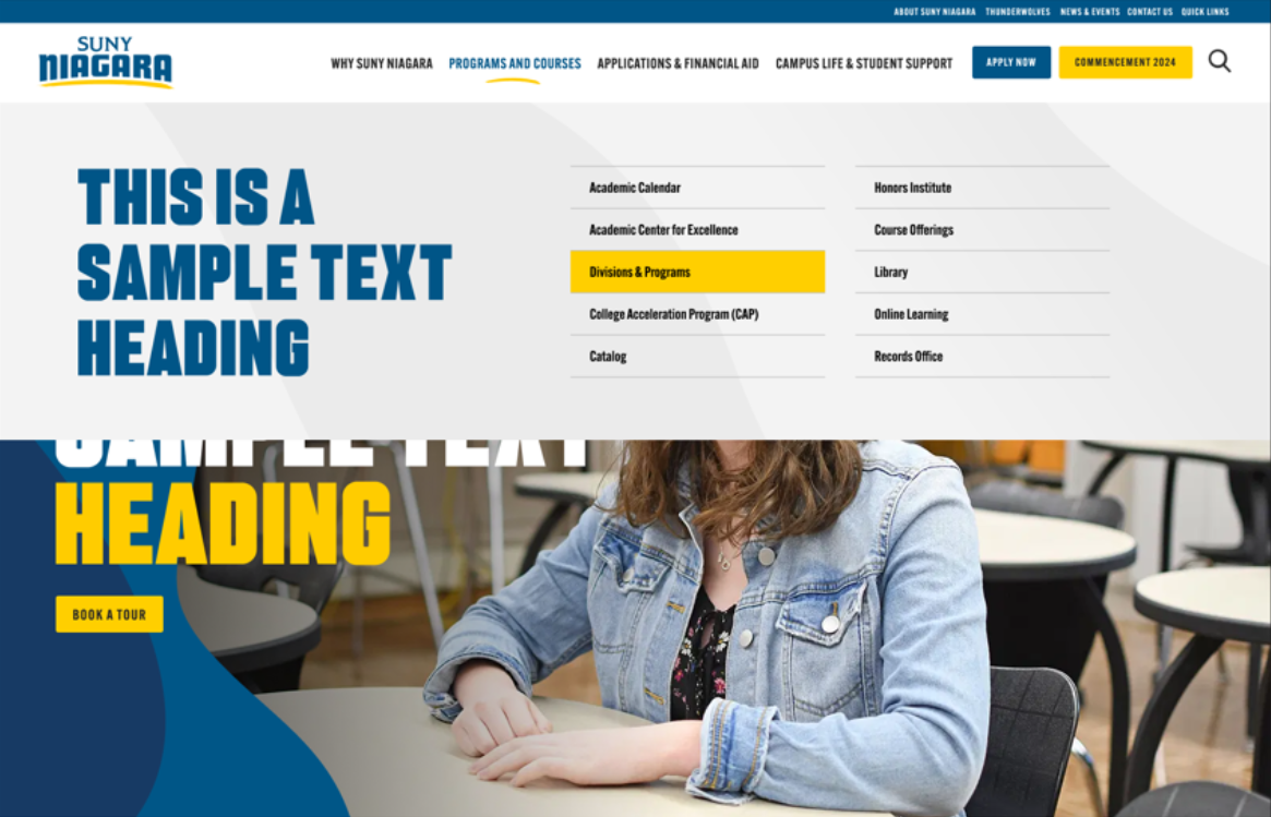 Mega Menu Coming to SUNY Niagara Website | SUNY Niagara Today